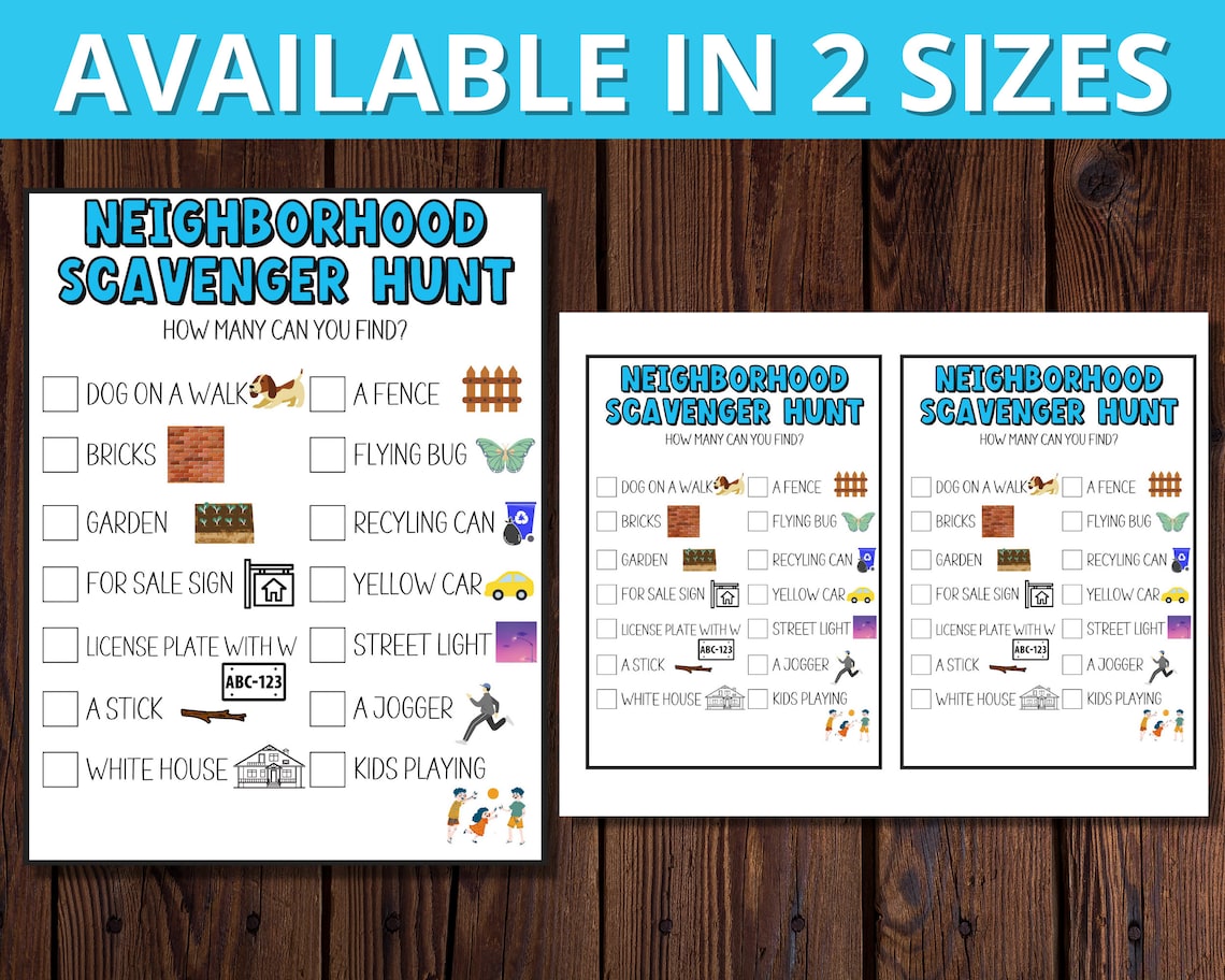 Neighborhood Scavenger Hunt Scavenger Hunt Printable for | Etsy