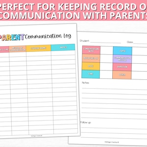 Parent Communication Log, Teacher Communication Record, Communication ...