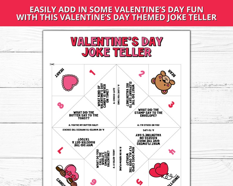 Valentine Joke Teller, Valentine Cootie Catcher Printable - Etsy