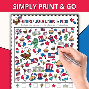 4th of July I Spy Activity, 4th of July Printable Activity for Kids ...