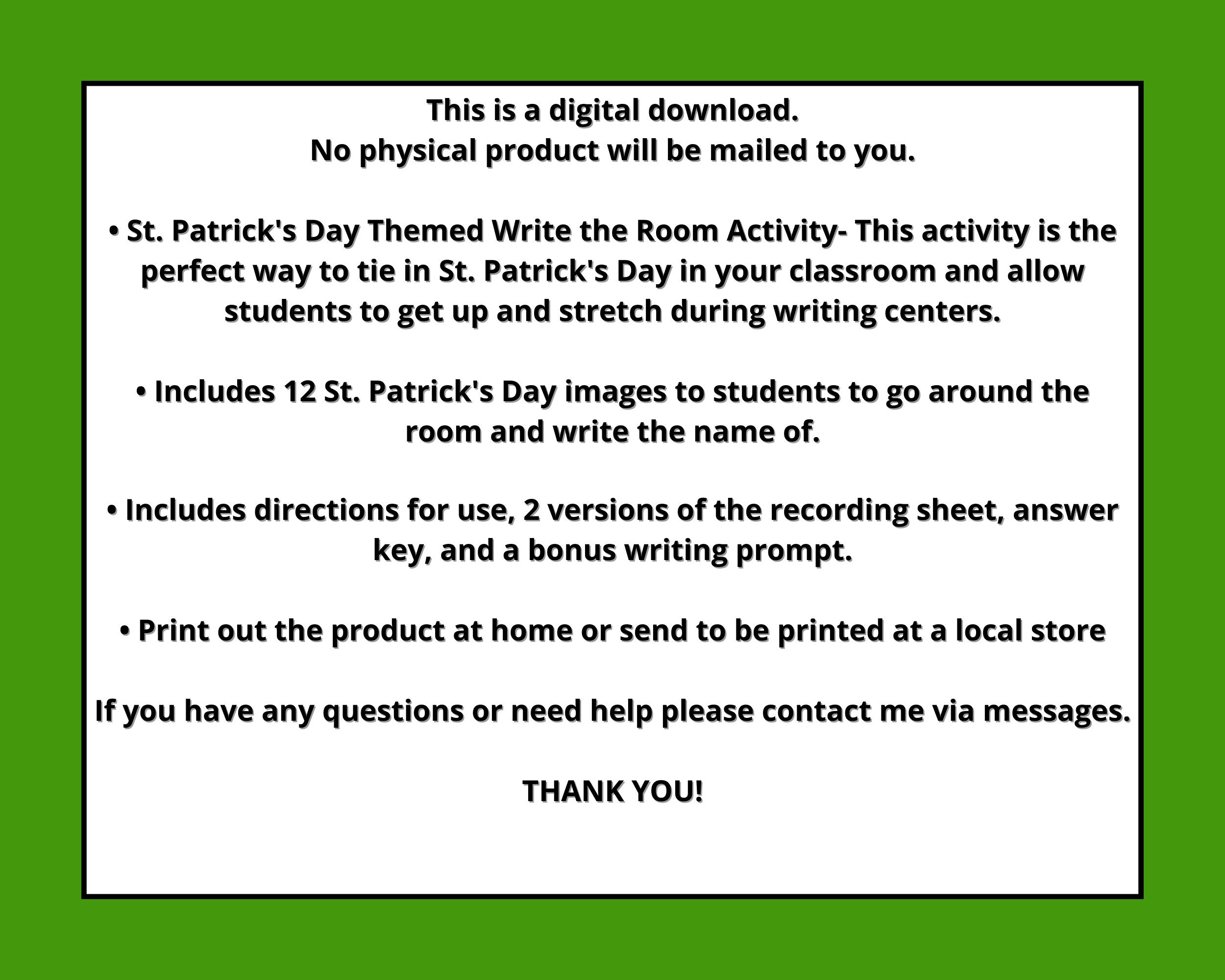 St. Patrick's Day Themed Write the Room Activity, St. Patrick's Day ...