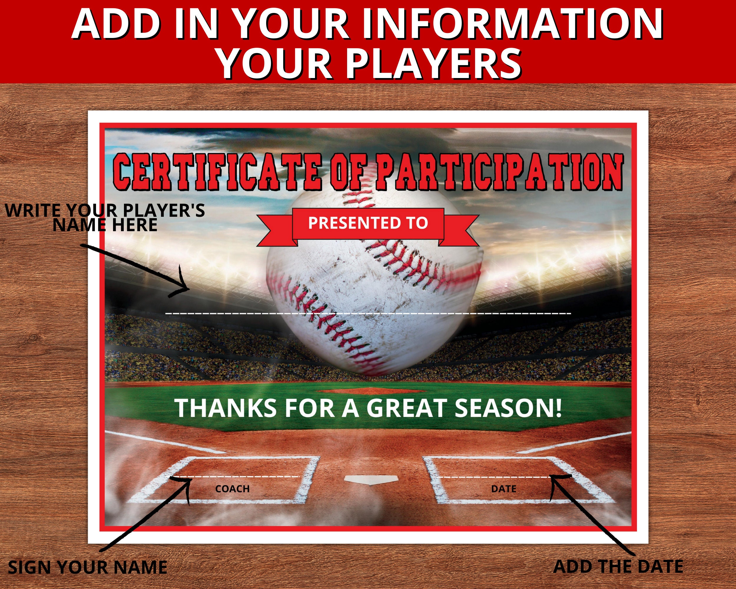 Baseball Award Certificates, End of Season Baseball Award Certificates ...