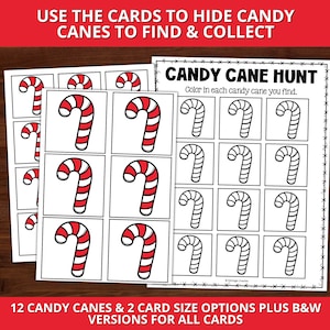 Printable Candy Cane Hunt Game, Candy Cane Scavenger Hunt, Holiday Game ...