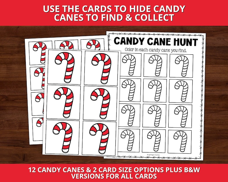 Printable Candy Cane Hunt Game, Candy Cane Scavenger Hunt, Holiday Game ...