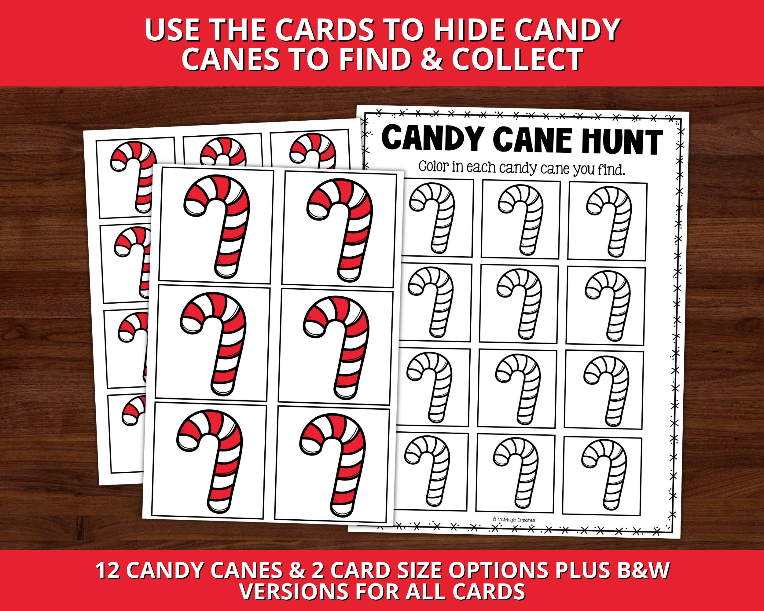 Printable Candy Cane Hunt Game, Candy Cane Scavenger Hunt, Holiday Game ...