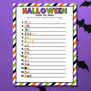 Halloween Guess the Emoji Game Halloween Activities - Etsy