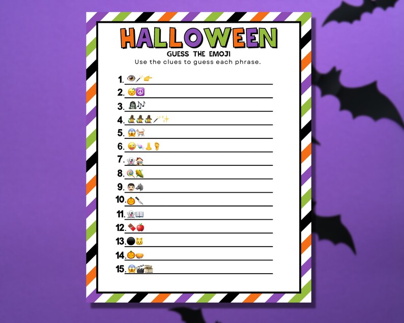 Halloween Guess the Emoji Game Halloween Activities - Etsy