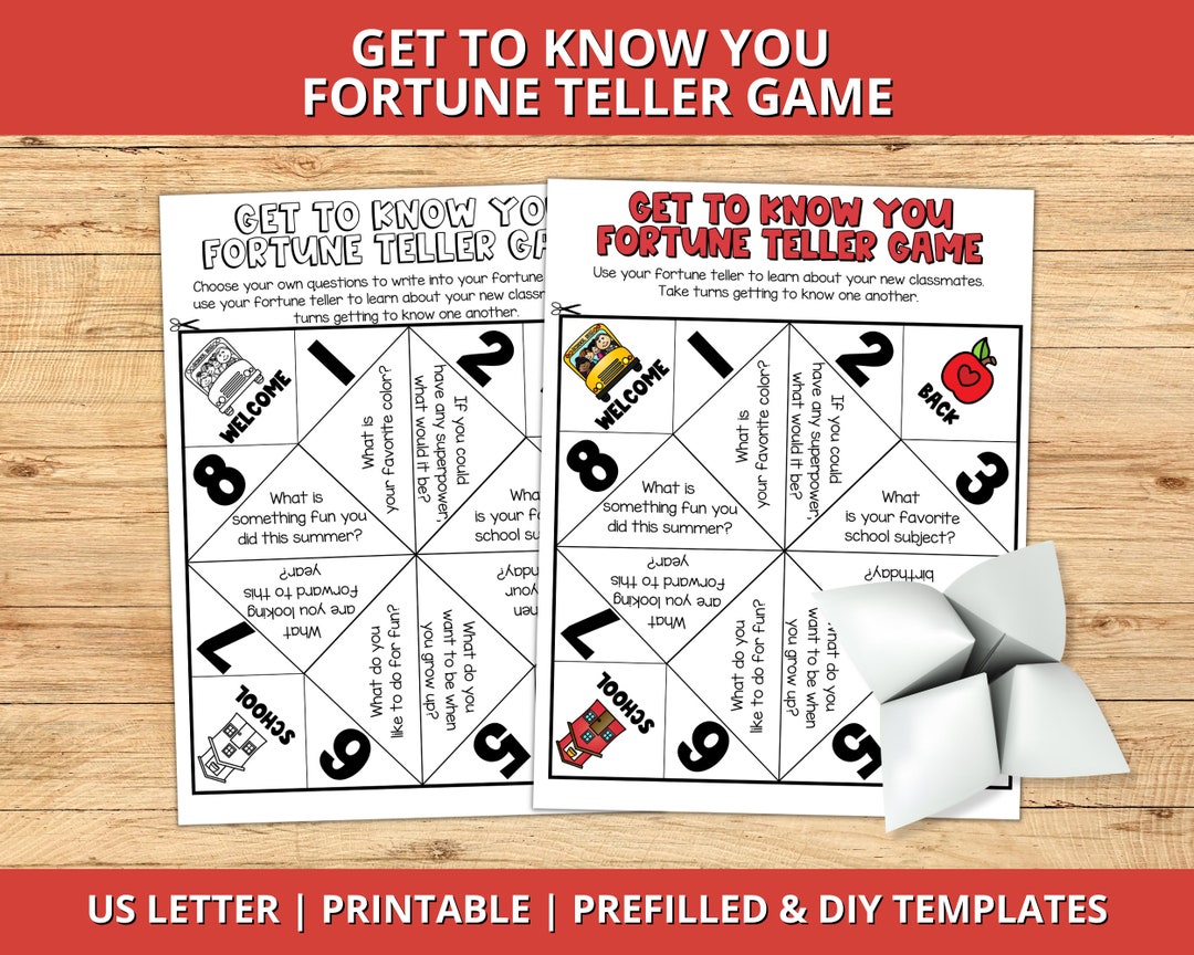 Back to School Fortune Teller Game, Back to School Get to Know You ...
