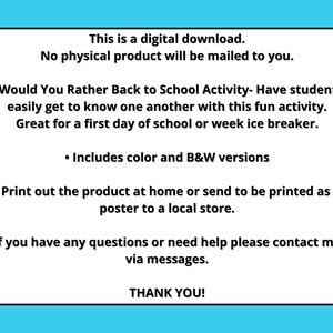 Would You Rather Back to School Activity, First Day of School Game ...