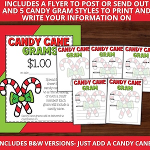 Candy Cane Gram Template, Candy Cane Printable Fundraiser, Christmas ...
