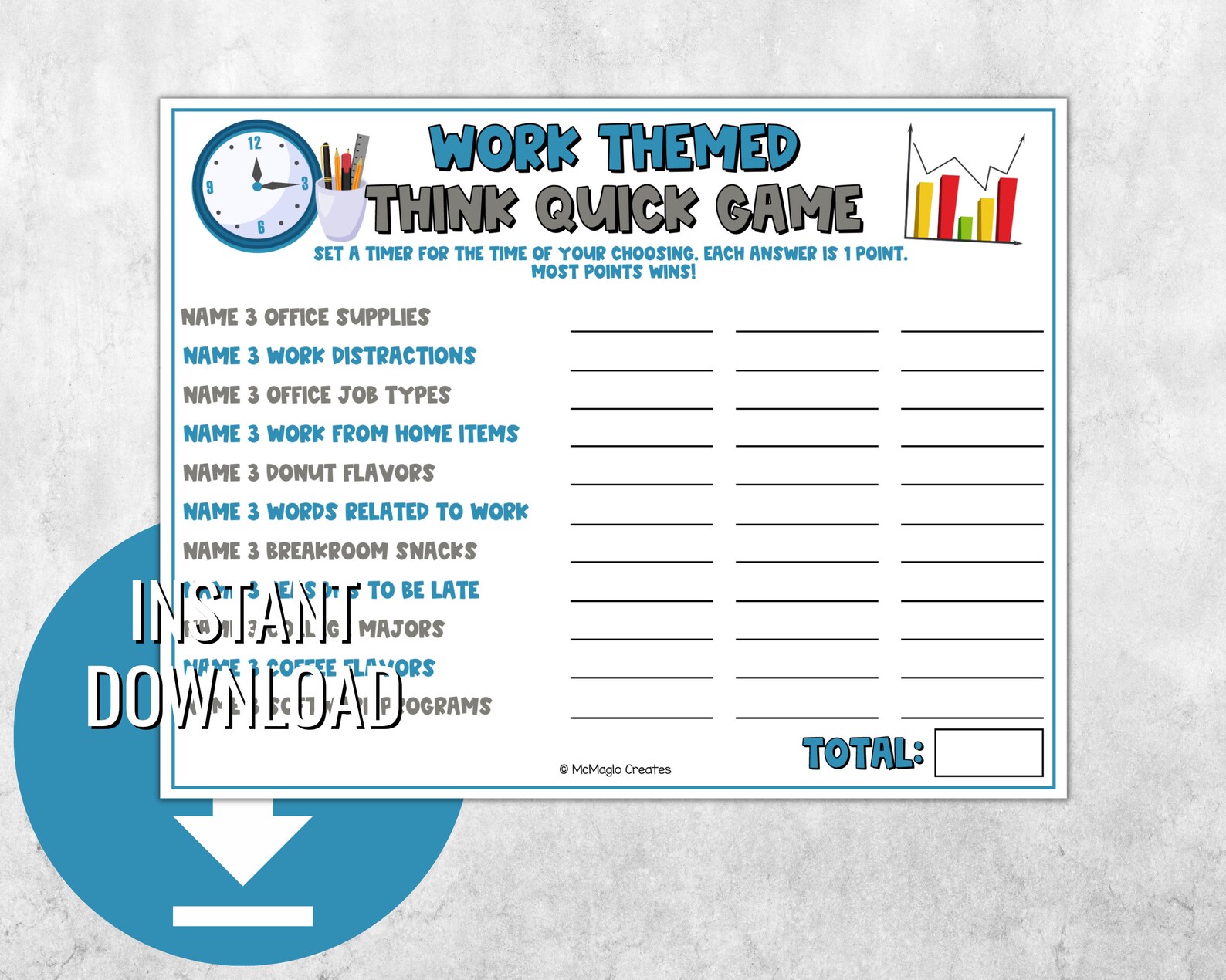 Work Themed Think Quick Game, Office Party Games, Office Icebreakers ...