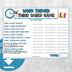 Work Themed Think Quick Game, Office Party Games, Office Icebreakers ...