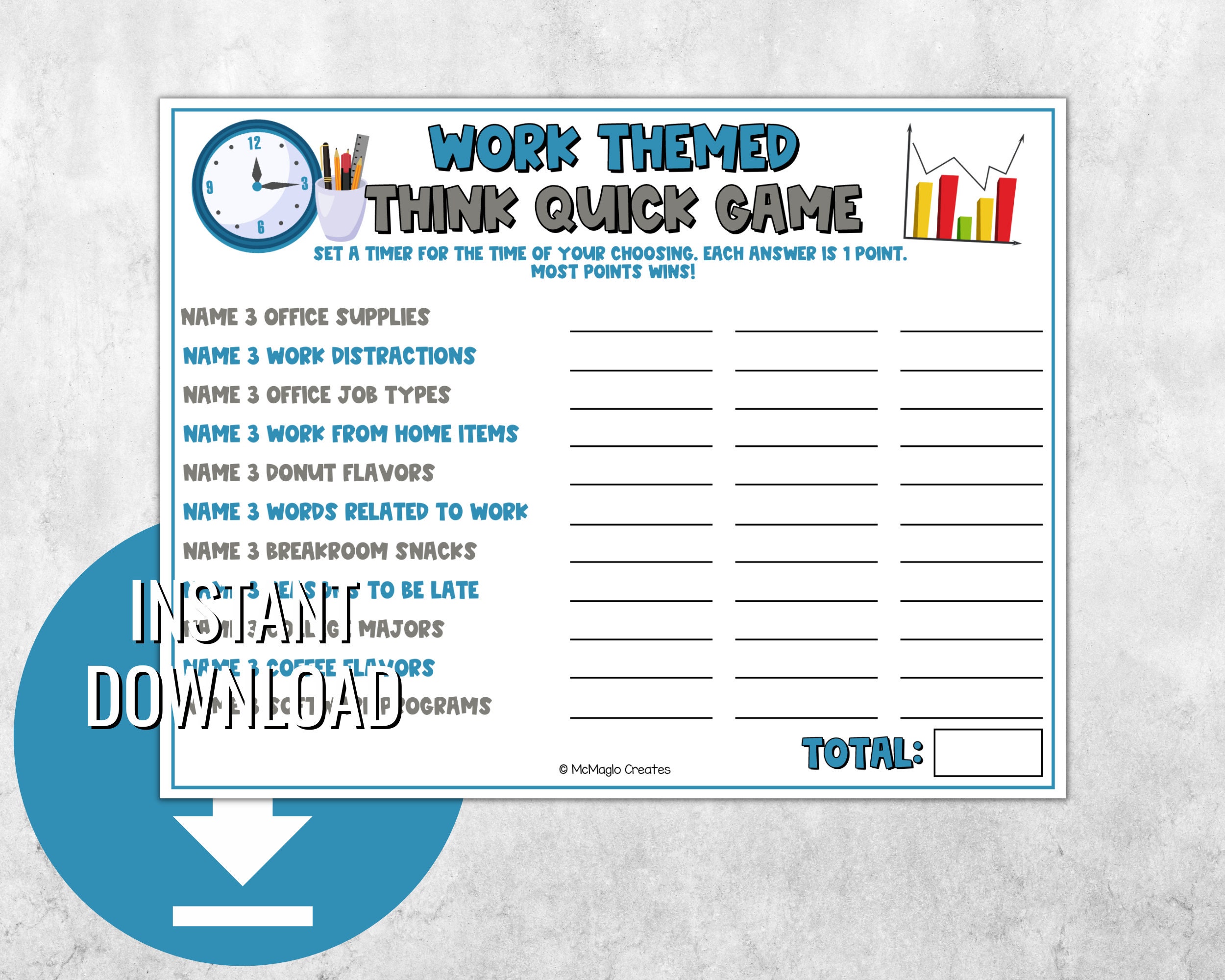 Work Themed Think Quick Game, Office Party Games, Office Icebreakers ...