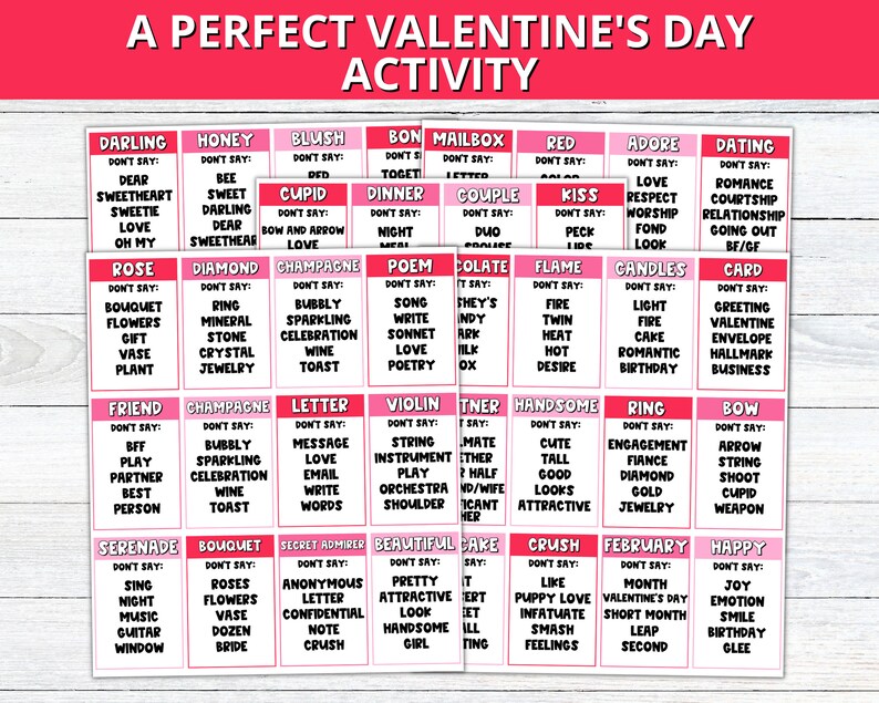 Valentine's Day Printable Party Game, Banned Babble A Forbidden Words ...