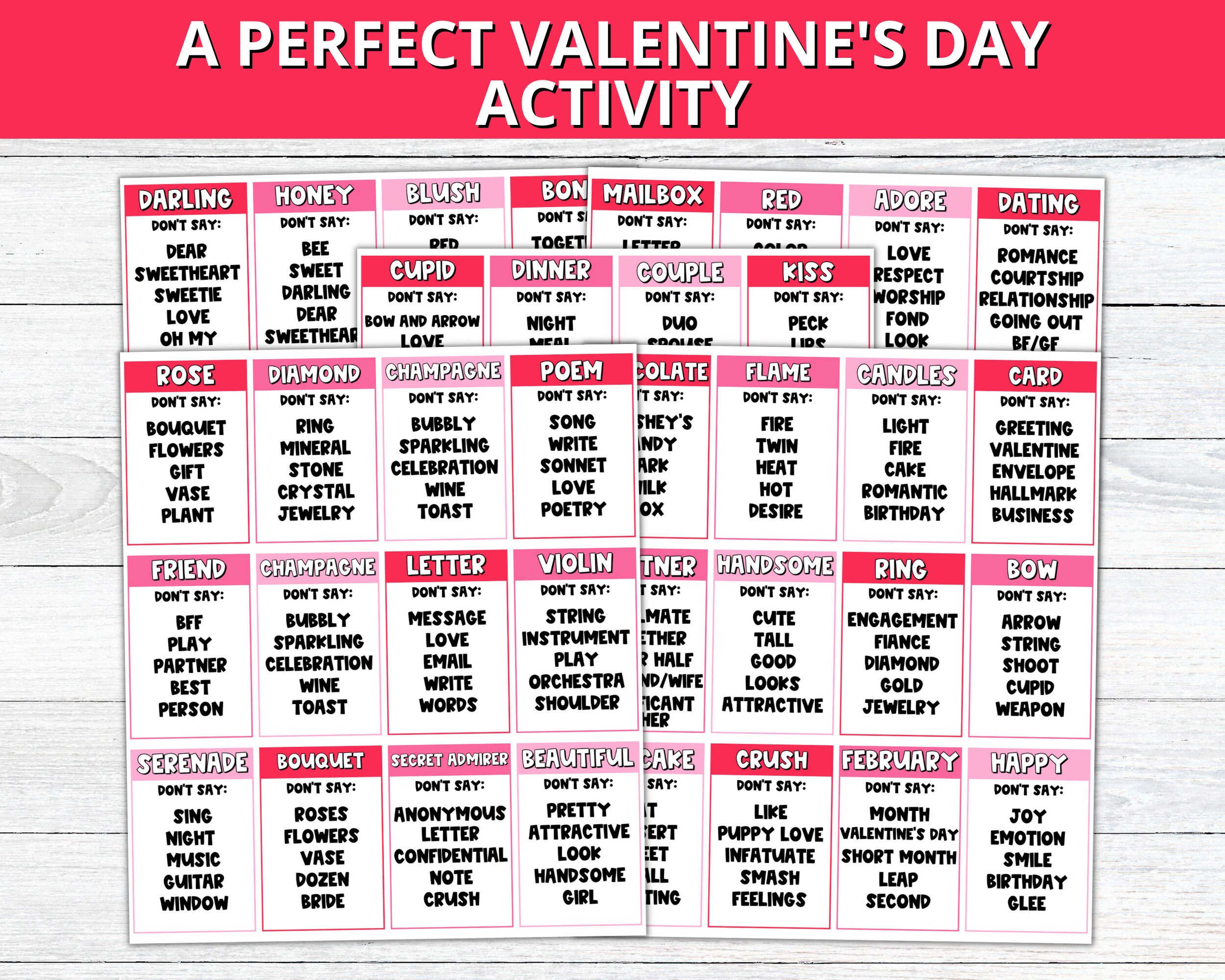 Valentine's Day Printable Party Game, Banned Babble A Forbidden Words ...