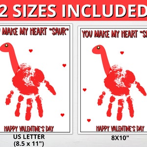 Valentine's Day Handprint Art, Dinosaur Valentine's Day Handprint ...