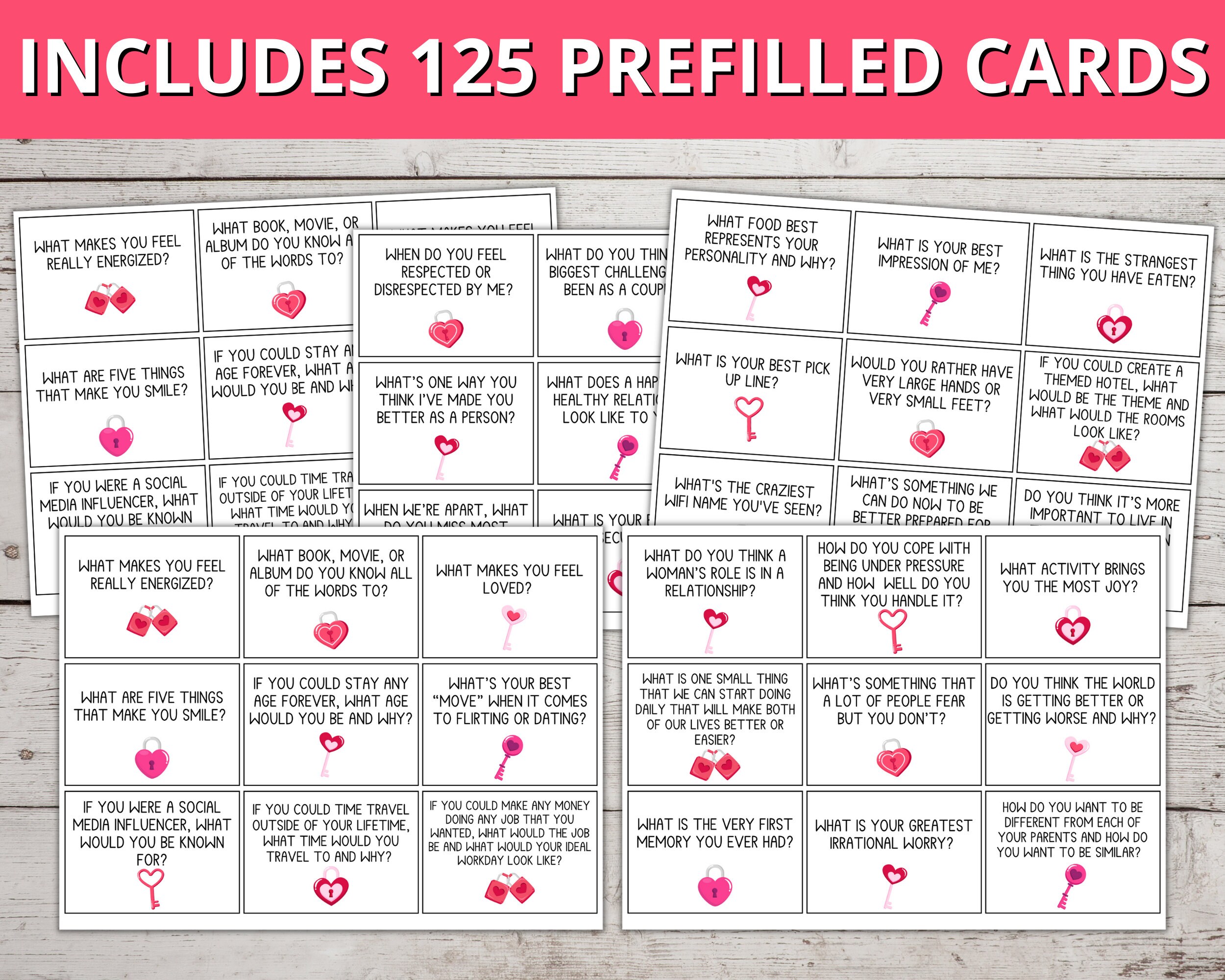 125 Conversation Cards for Couples, Relationship Questions, Couple ...