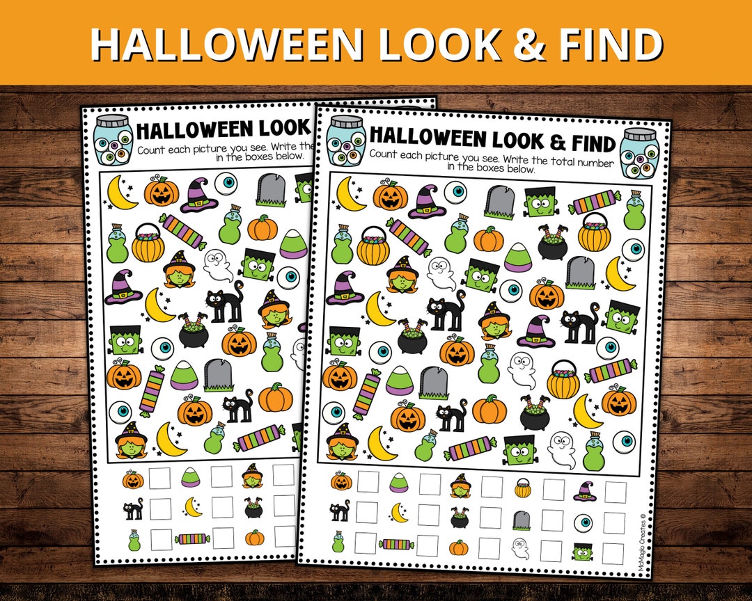 Halloween Look and Find Activity, Halloween Printable Games, Counting ...