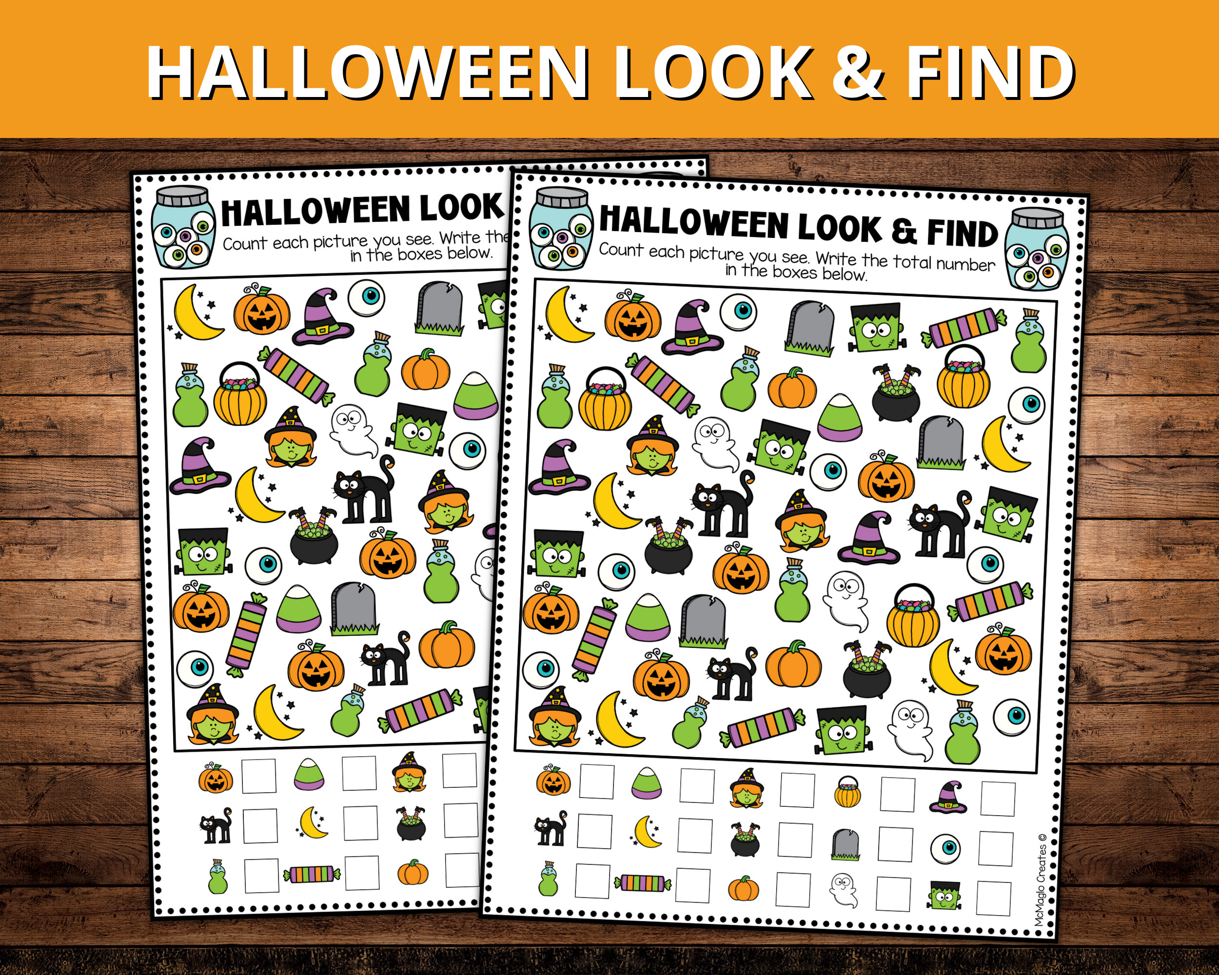 Halloween Look and Find Activity, Halloween Printable Games, Counting ...