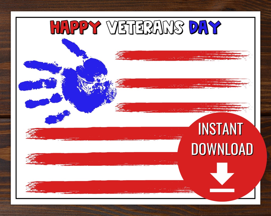 Veterans Day Handprint Art, Flag Handprint Art for Veterans Day ...