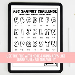 ABC Savings Challenge, Cash Saving Challenge, Saving Printable, Savings ...