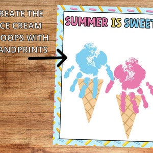 Kids Summer Handprint Art, Summer Activities for Kids, Summer-themed ...
