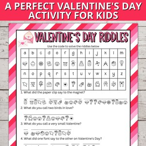 Valentine's Day Riddles Activity for Kids, Printable Valentine Party ...