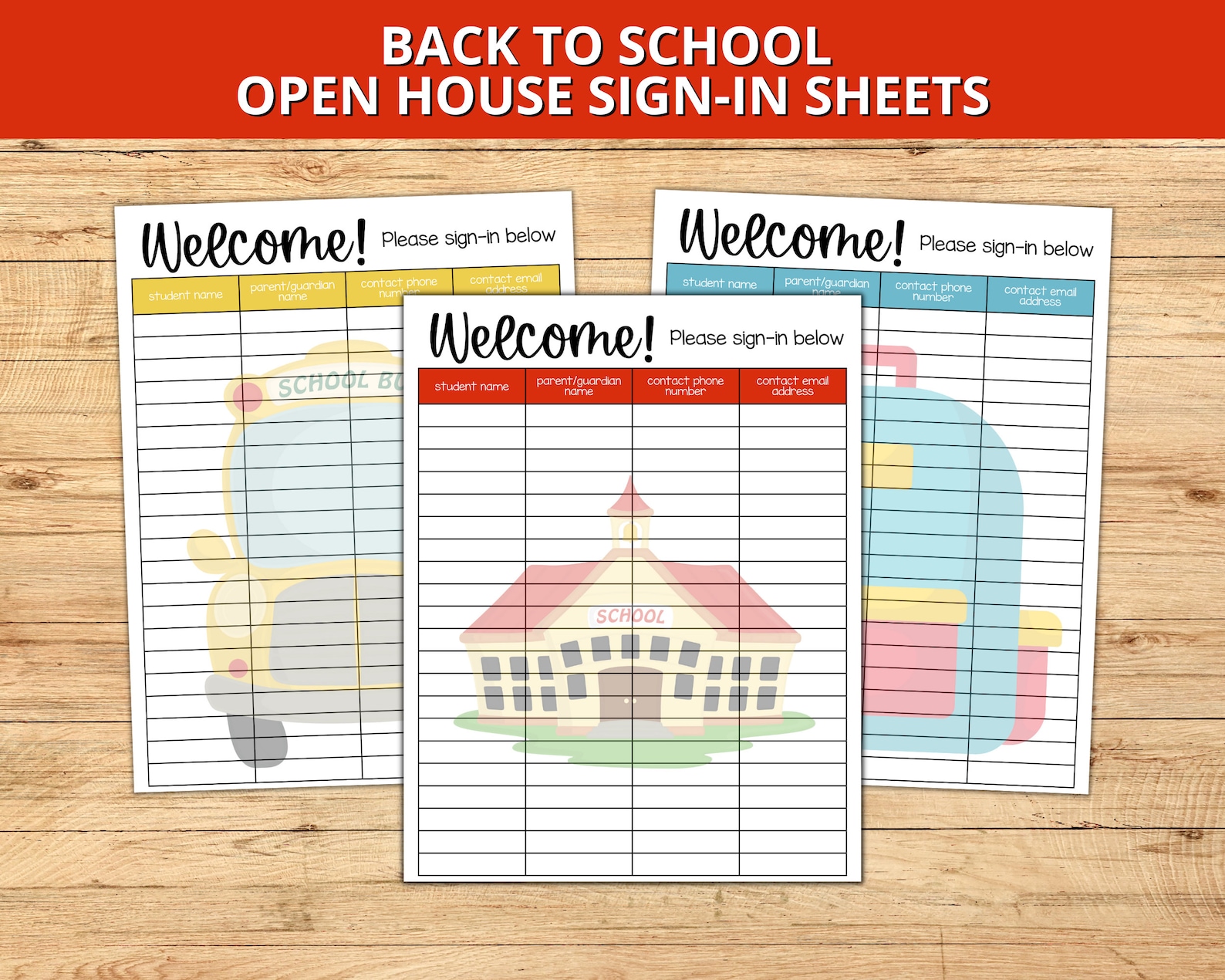 Back to School Open House Sign in Sheet, Classroom Sign in Sheet ...