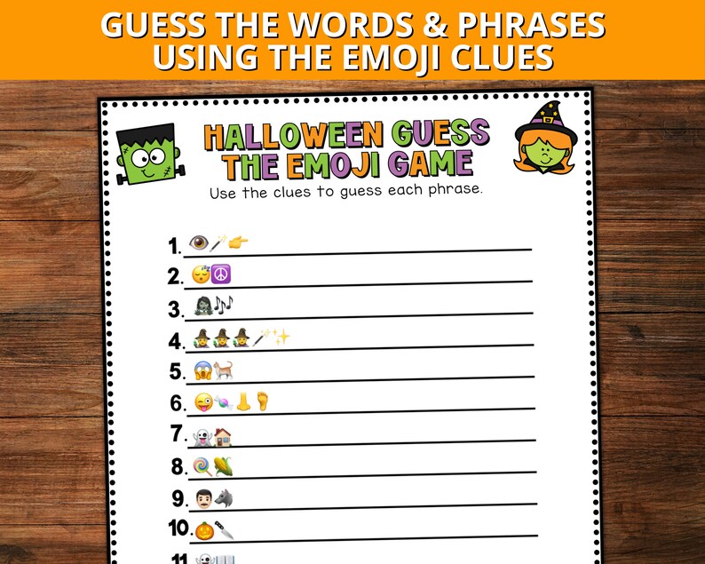 Halloween Guess the Emoji Game Halloween Activities - Etsy