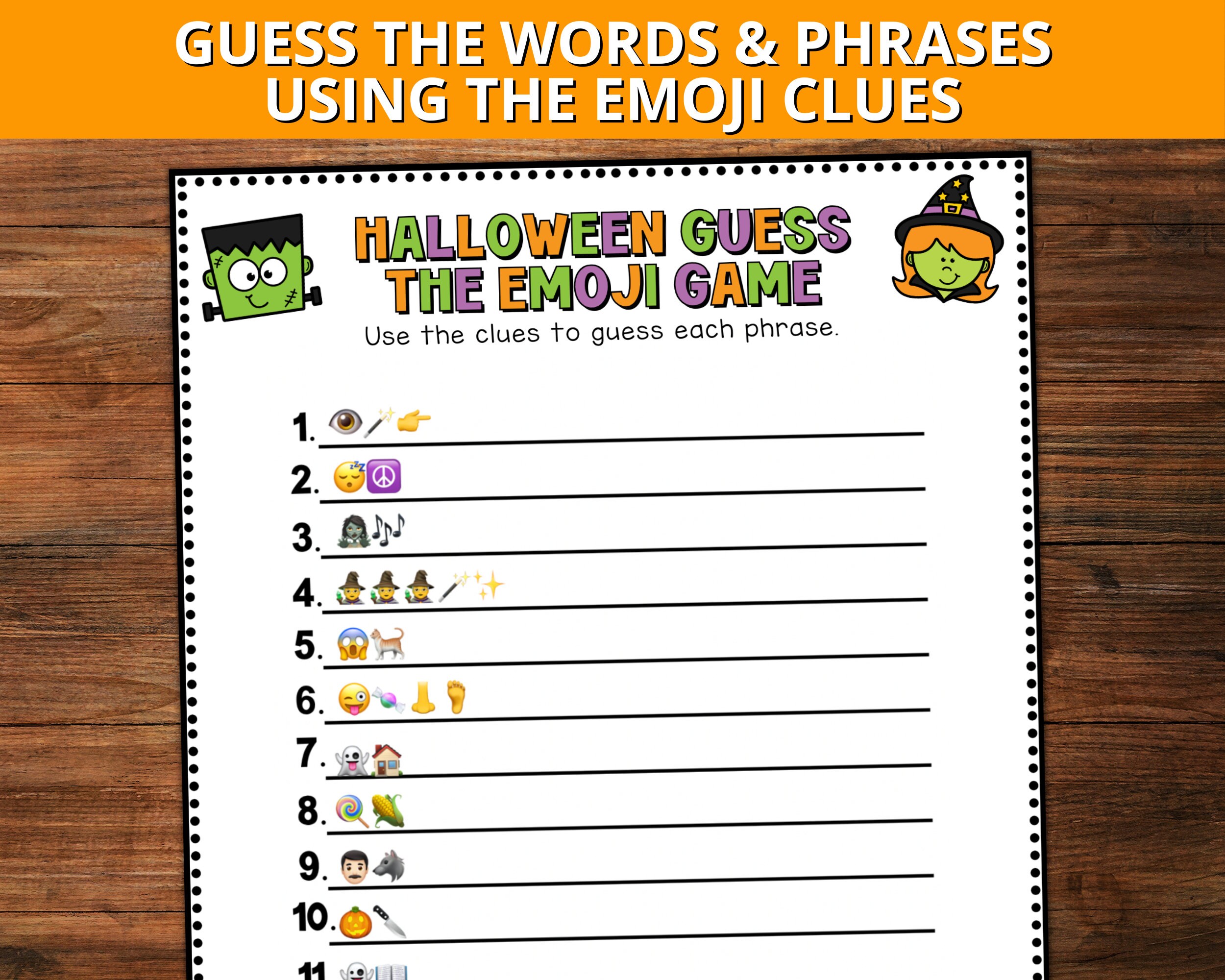 Halloween Guess the Emoji Game Halloween Activities - Etsy