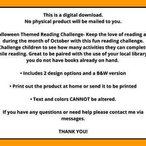 Halloween Reading Challenge for Kids, Printable Reading Challenge ...