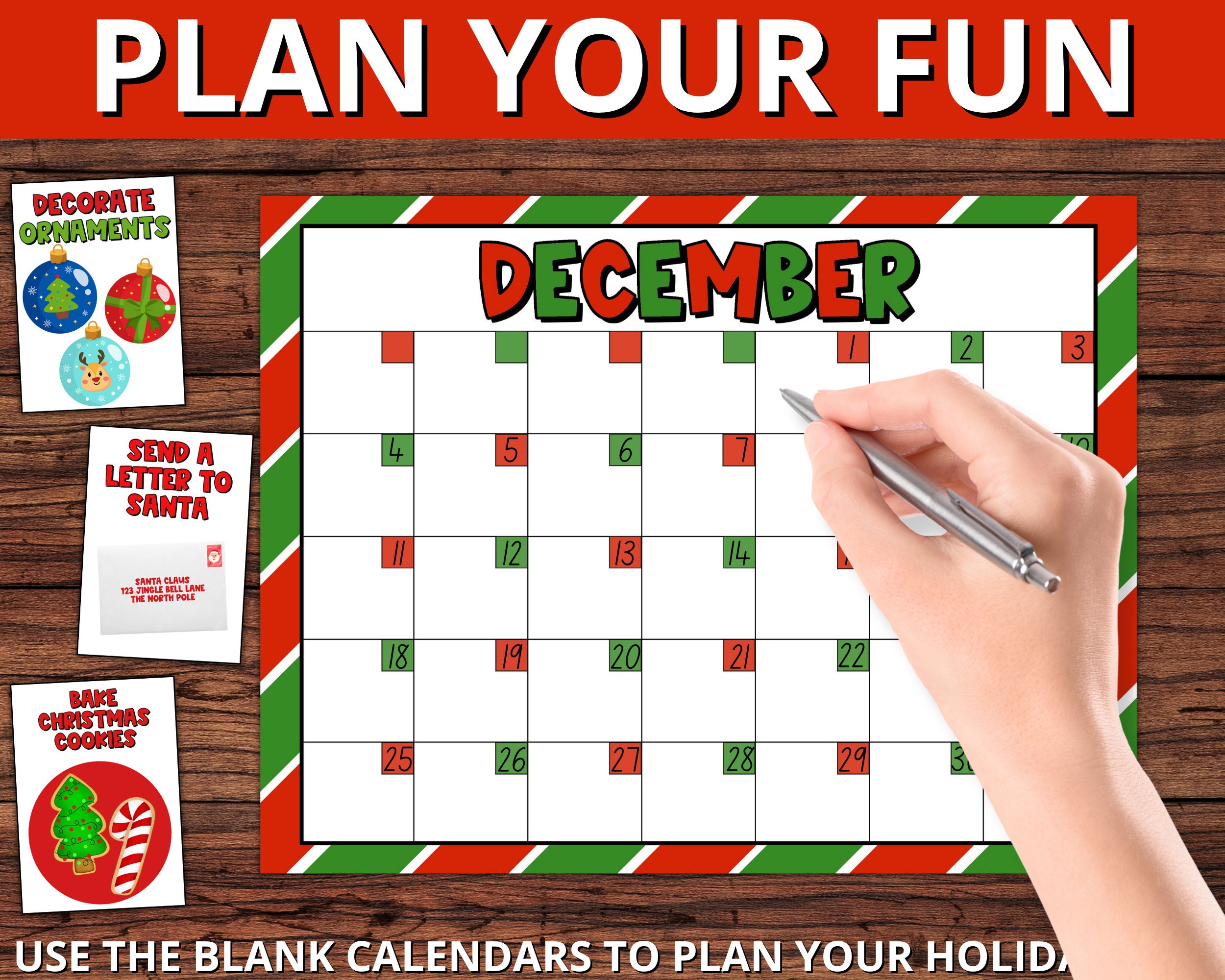 Christmas Advent Calendar Activity Cards, Family Holiday Activities ...