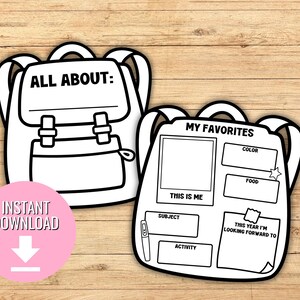 All About Me Backpack, First Day of School Activity, All About Me Craft ...