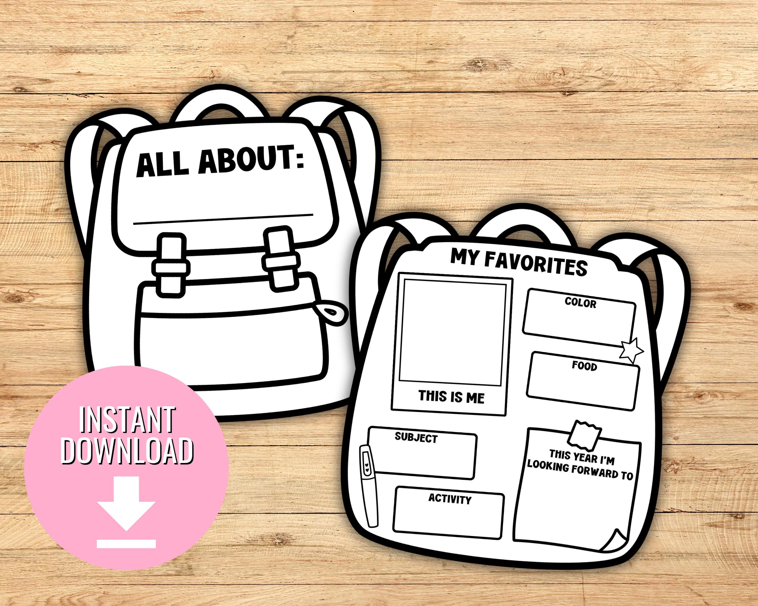 All About Me Backpack, First Day of School Activity, All About Me Craft ...
