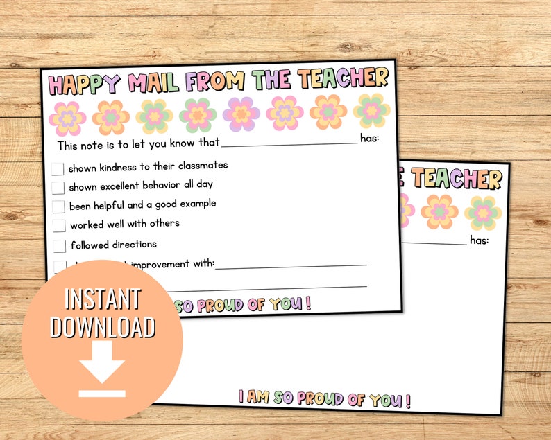 Happy Mail Teacher Communication Notes, Teacher Mail Cards, Note From ...