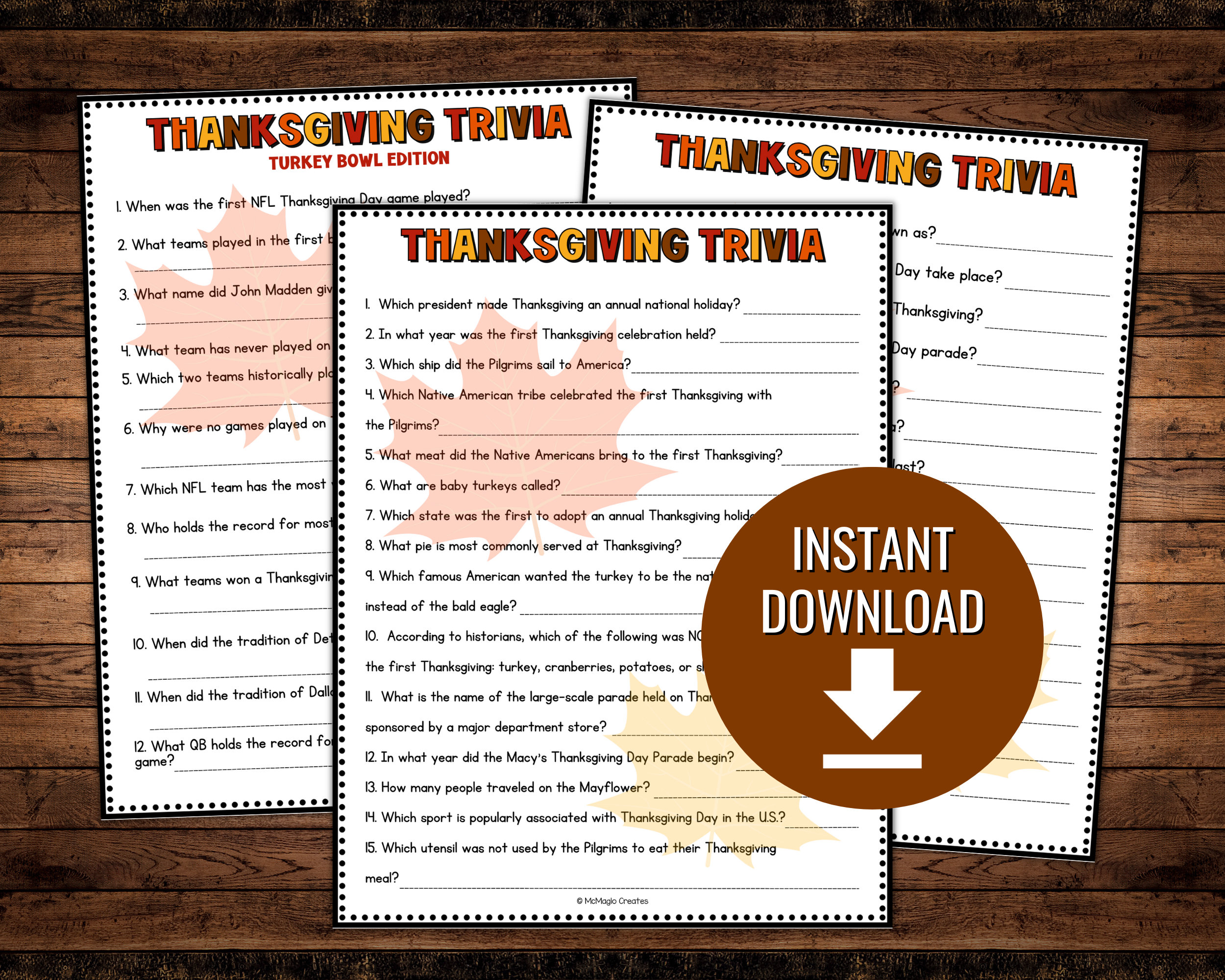Thanksgiving Trivia Games, Thanksgiving Printable Games, Trivia Game ...