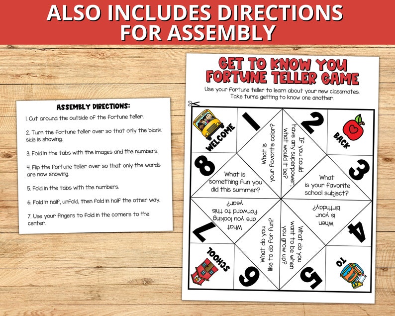 Back to School Fortune Teller Game, Back to School Get to Know You ...