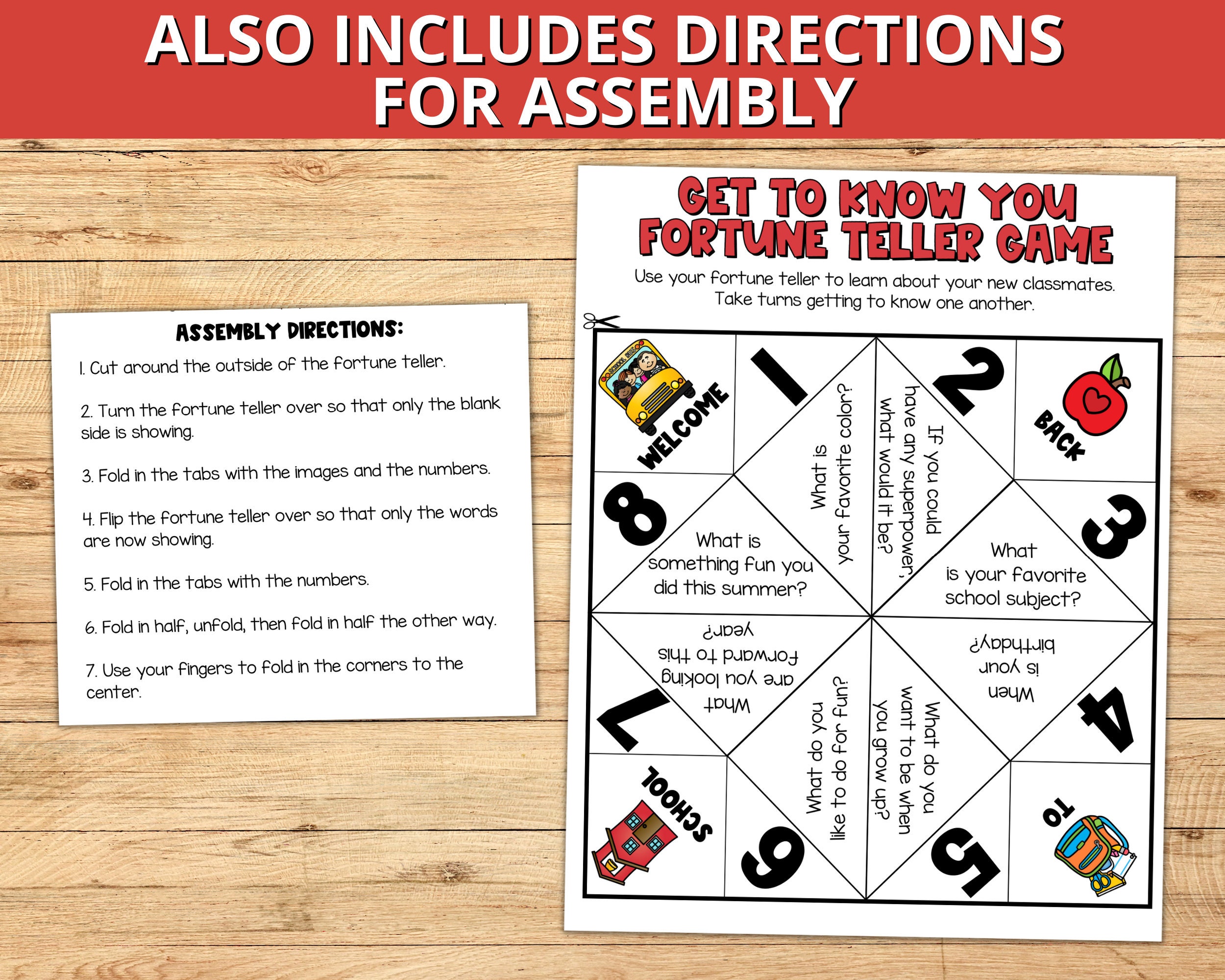 Back to School Fortune Teller Game, Back to School Get to Know You ...