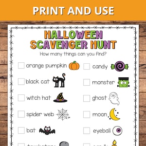 Halloween Scavenger Hunt, Printable Kids Halloween Party Games, Sensory ...