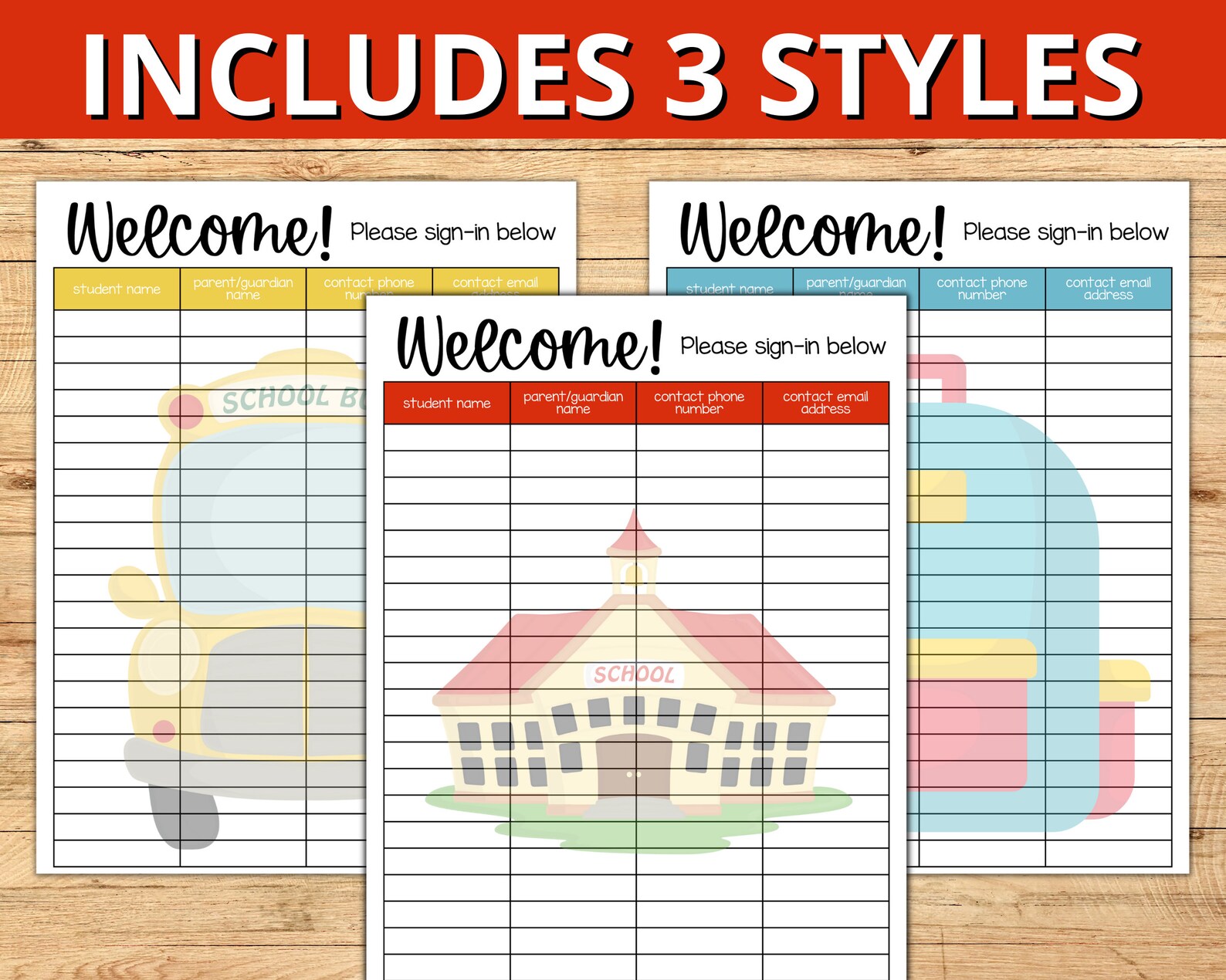 Back to School Open House Sign in Sheet, Classroom Sign in Sheet ...