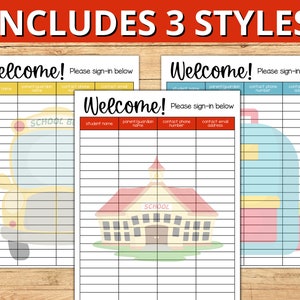 Back to School Open House Sign in Sheet, Classroom Sign in Sheet ...