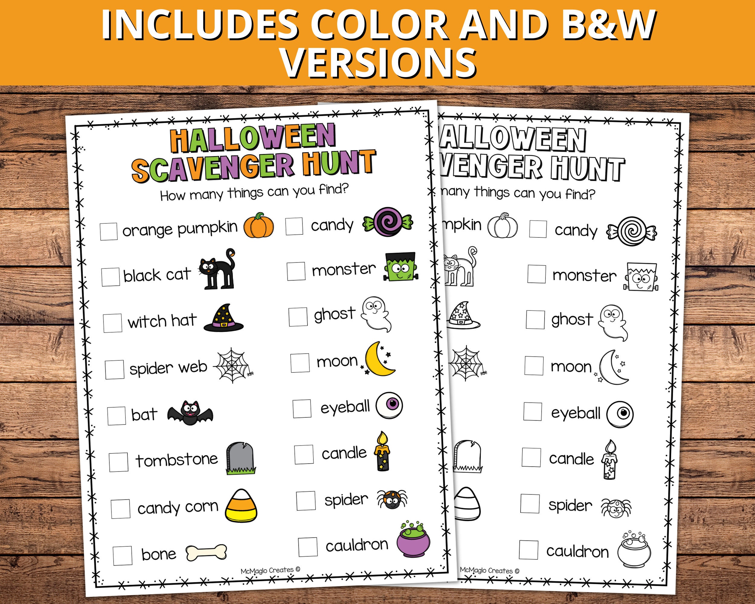 Halloween Scavenger Hunt Printable Kids Halloween Party - Etsy