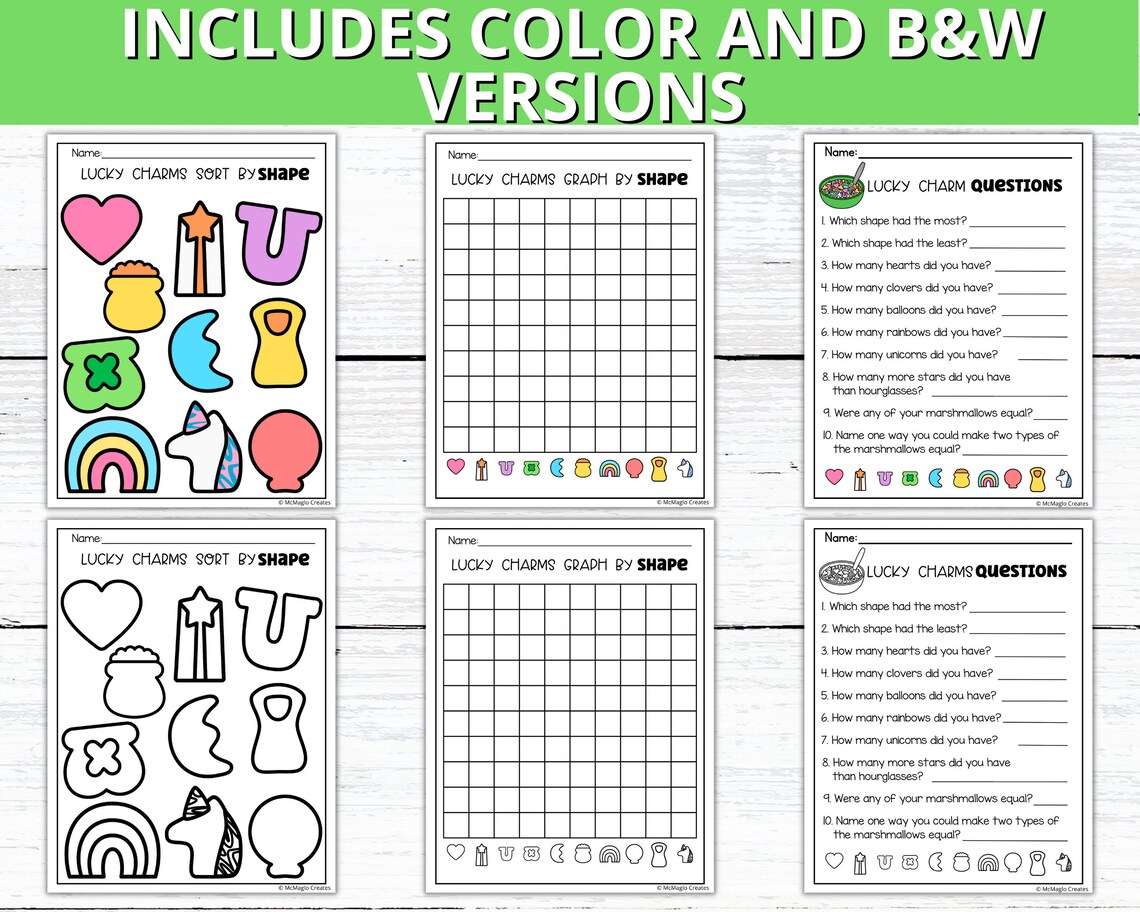St. Patrick's Day Cereal Marshmallow Math Graphing - Etsy