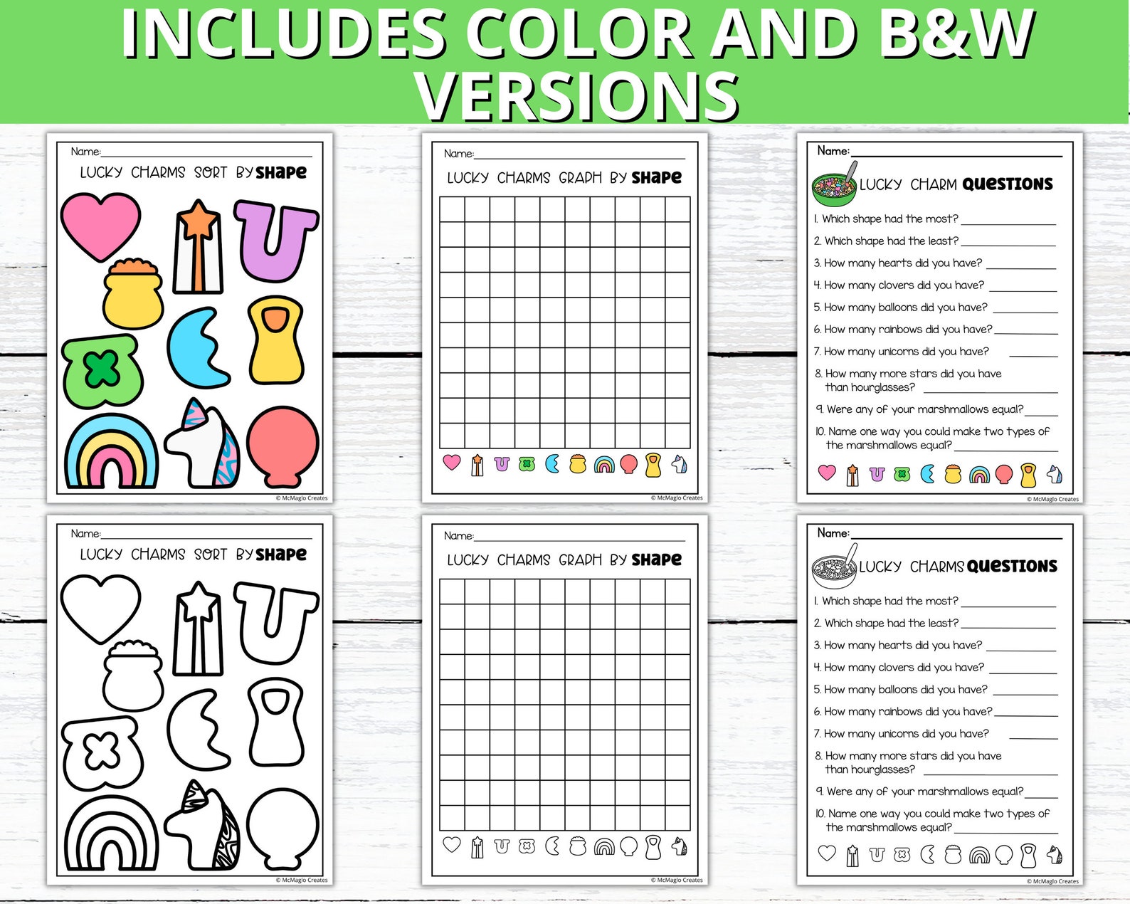 St. Patrick's Day Cereal Marshmallow Math Graphing Activity ...
