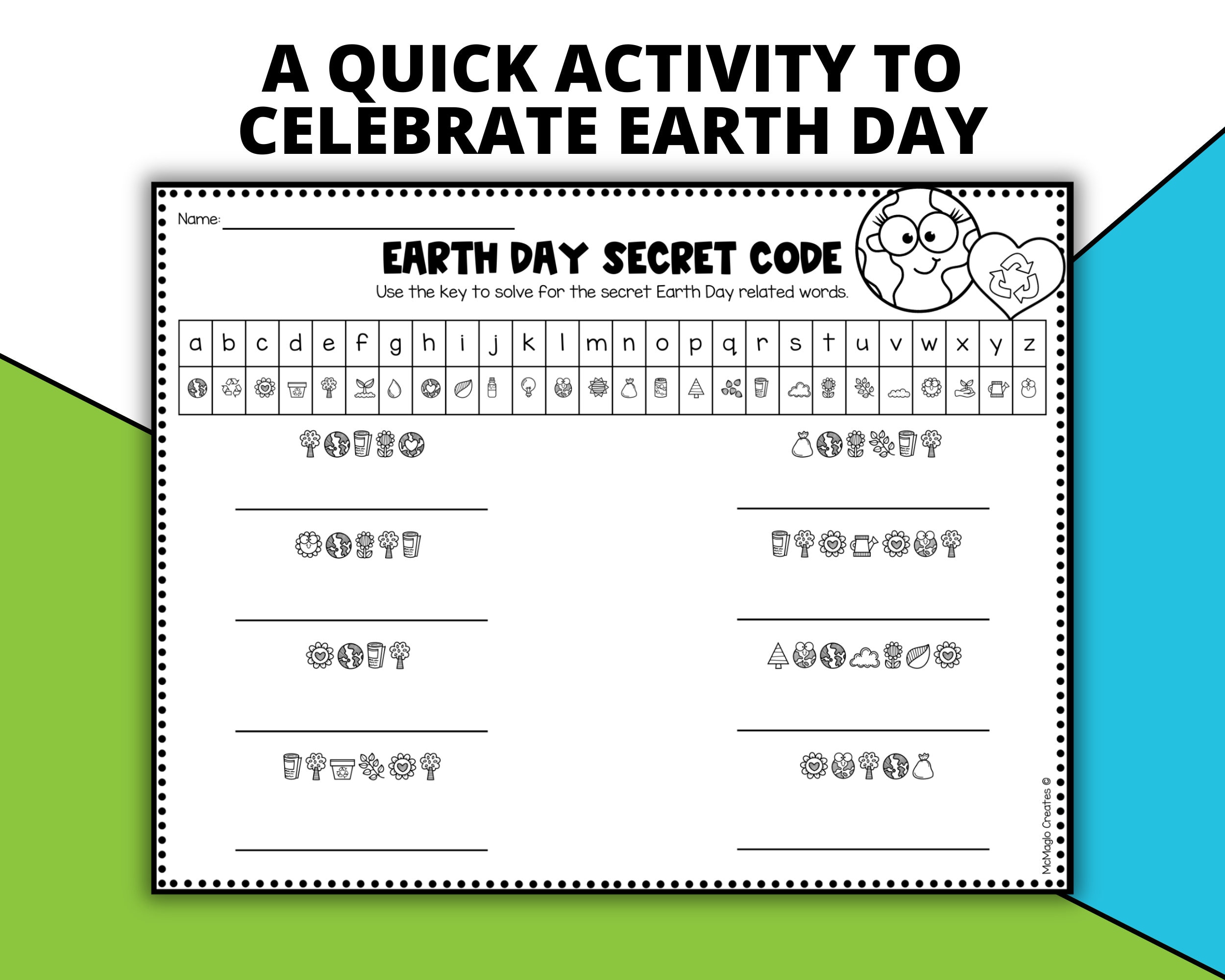 Earth Day Activity, Earth Day Secret Code, Earth Day Worksheet - Etsy