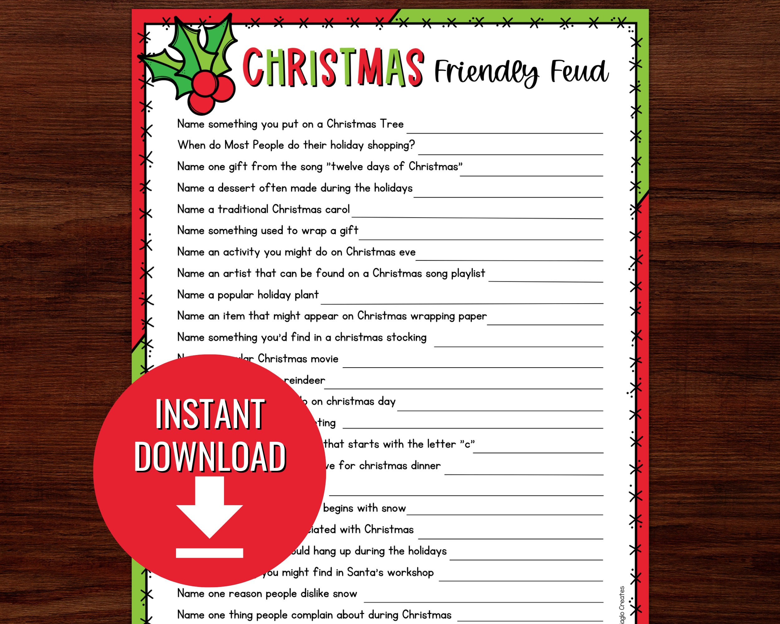 Christmas Friendly Feud Game, Holiday Friendly Feud, Christmas Trivia ...