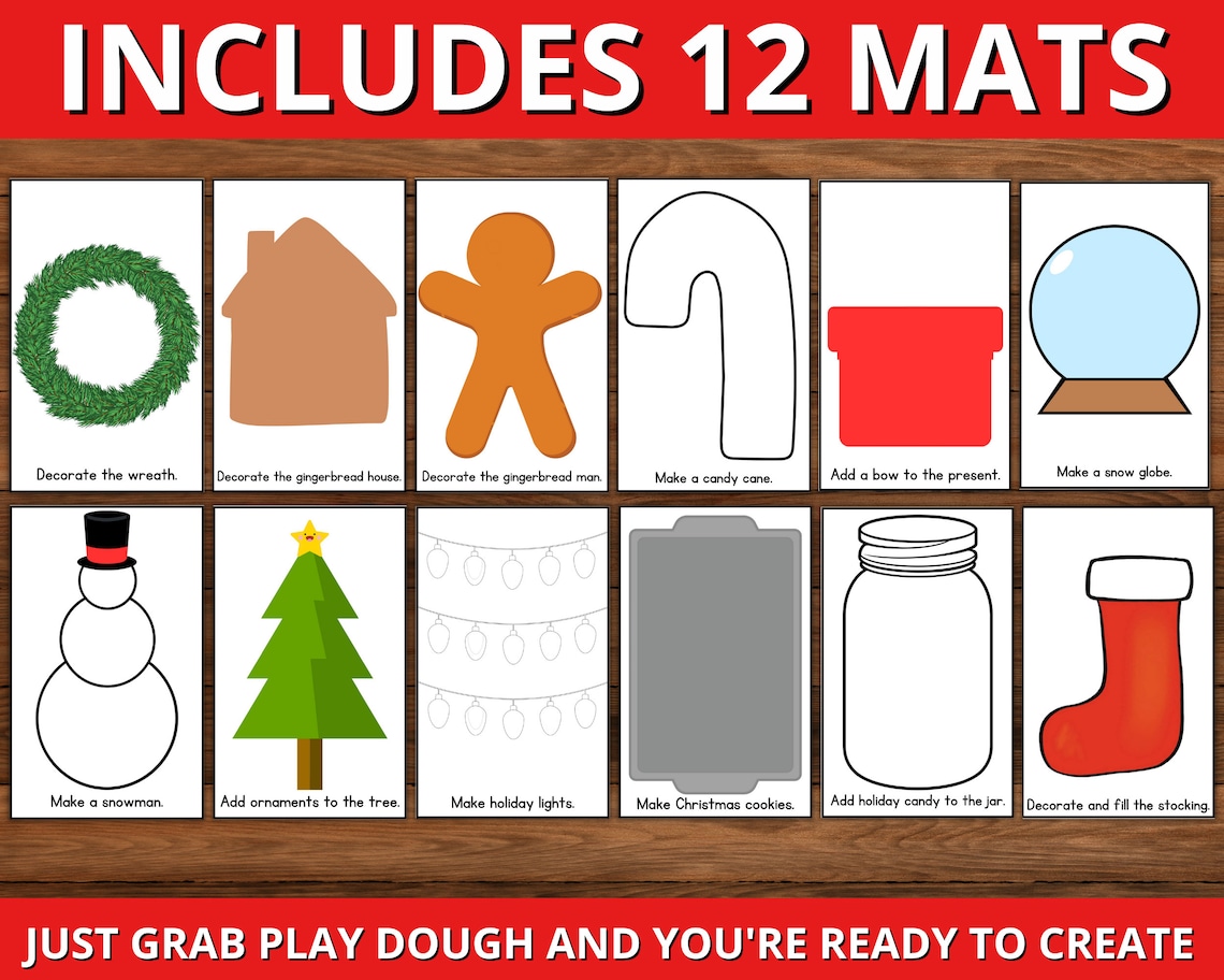 Christmas Play Dough Mats Printable Play Dough Mats - Etsy