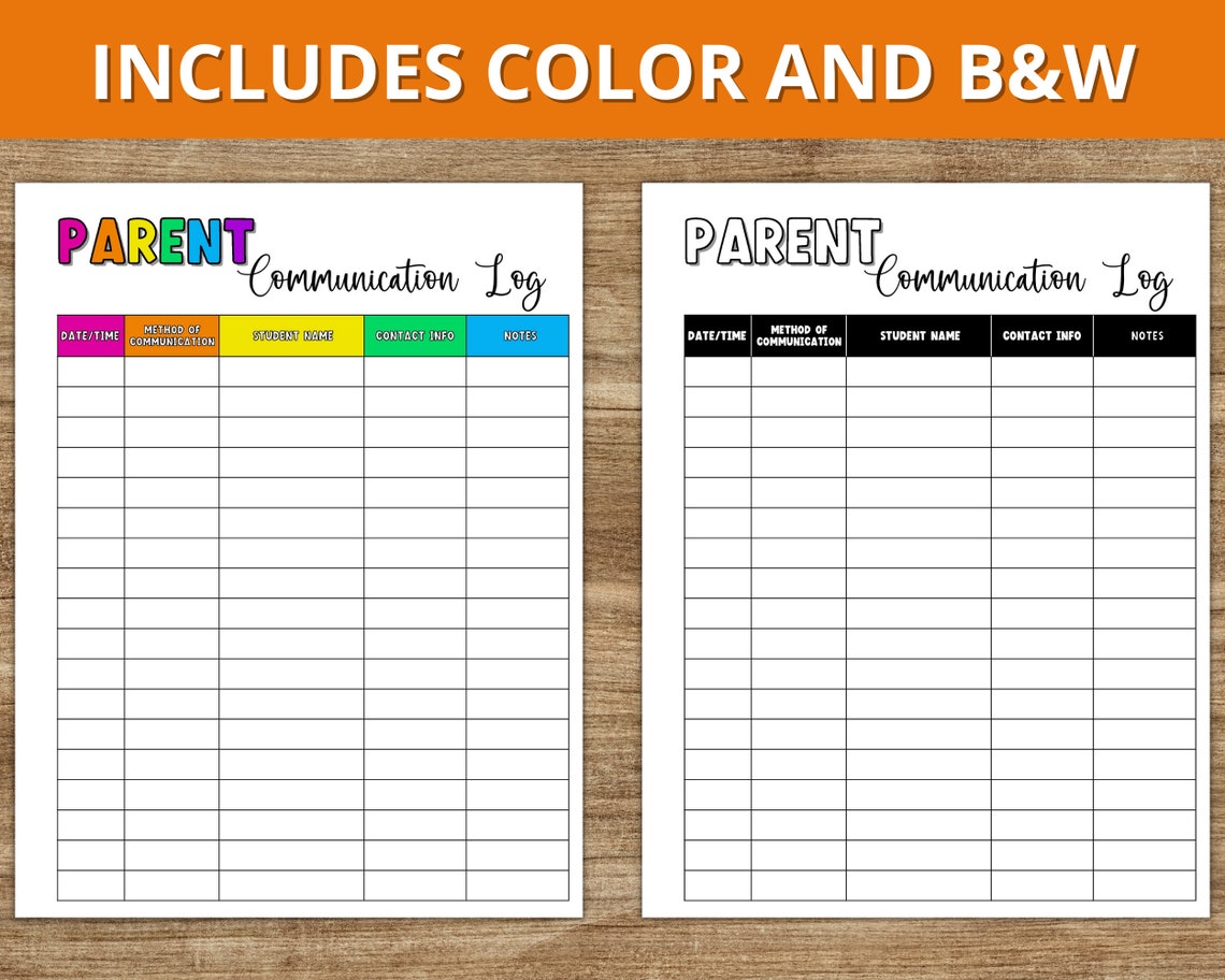 Parent Communication Log Teacher Communication Record - Etsy