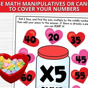 Valentine's Day Multiplication Bump Game, Valentine Classroom Activity ...