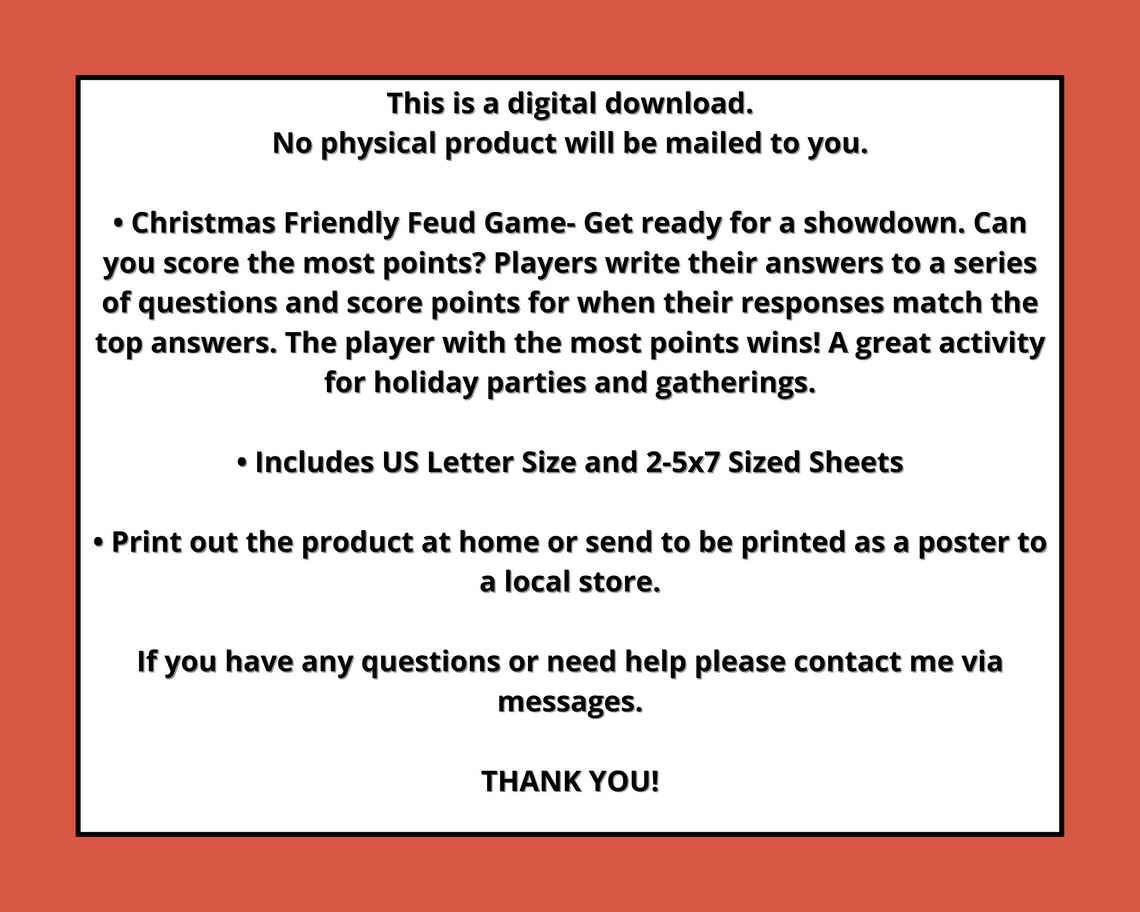 Christmas Friendly Feud Game Holiday Friendly Feud Christmas - Etsy